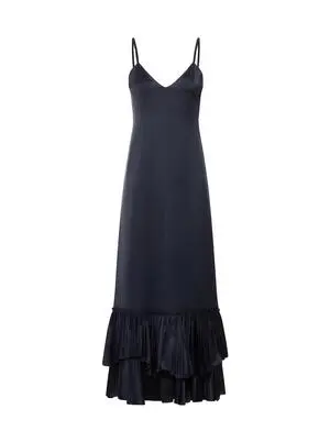 JIL SANDER JIL SANDER Ruffled Silk Blend Dress Black
