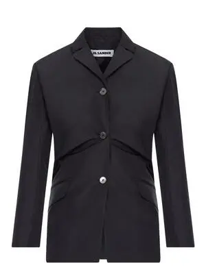 JIL SANDER Tailored Blazer In Technical Fabric With Back Draping - Black