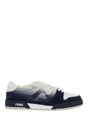 Fendi Match' Blue Low Top Sneaker With Side Ff Logo And Worn Effect In Suede - Multicolor