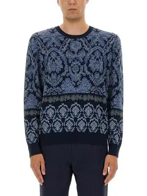 Etro Etro Men Cotton Jacquard Knit Blue