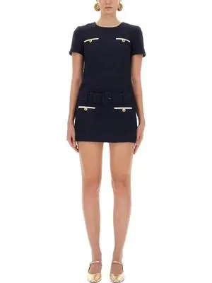 SELF-PORTRAIT Boucle Mini Dress - Blue