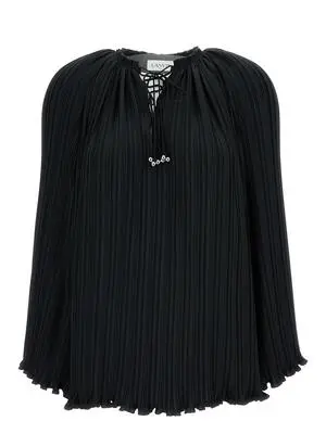 LANVIN Lanvin Women Long Sleeve Pleated Blouse Open Neck Multicolor