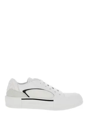 Alexander McQueen Cruis' White Low Top Sneakers With Logo Detail In Leather And Fabric - Multicolor