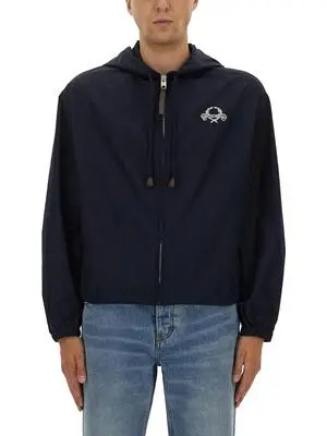 Moschino MOSCHINO Nylon Zip-Up Hooded Jacket Blue
