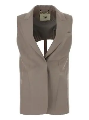 Fendi Sleeveless Lapel Neck Blazer Jacket - Multicolor
