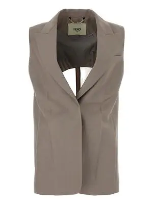 Fendi Sleeveless Lapel Neck Blazer - Multicolor