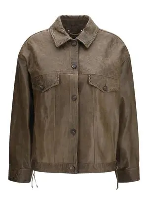 GOLDEN GOOSE Babete Leather Jacket - Brown