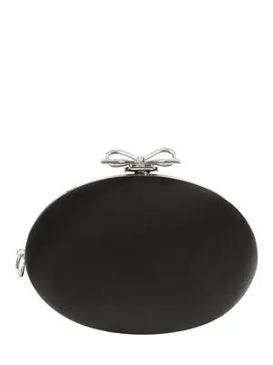 SELF-PORTRAIT Oval Satin Clutch Black
