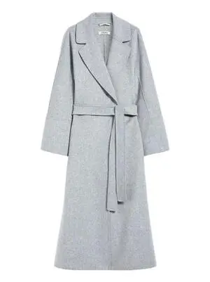 Max Mara Belted Long-sleeved Coat - Light Gray