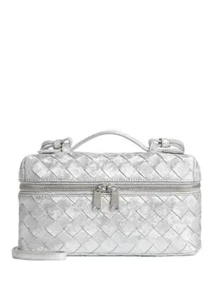 Bottega Veneta Woven Leather Cosmetic Bag - Silver