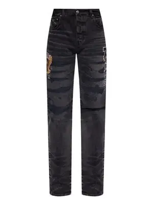 Amiri Distressed Straight-leg Jeans - Black