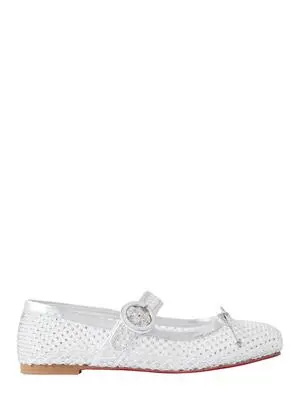 CHRISTIAN LOUBOUTIN Crystal-embellished Mesh Ballet Flats - White