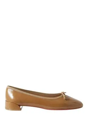 CHRISTIAN LOUBOUTIN Sweetie Jane Patent-leather Flats - Brown