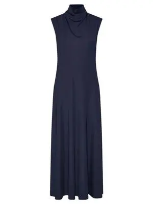 Marella High-neck Pleated Dress - Blue