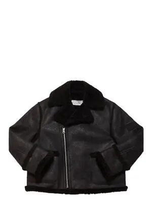 MAISON MARGIELA Synthetic Shearling-trimmed Moto Jacket - No