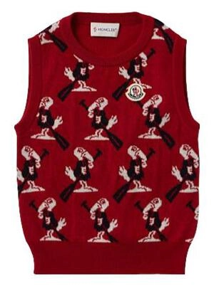 Moncler Duck Jacquard Virgin Wool Vest - Red