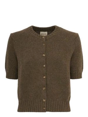 KHAITE Crewneck Shortsleeve Button Cardigan