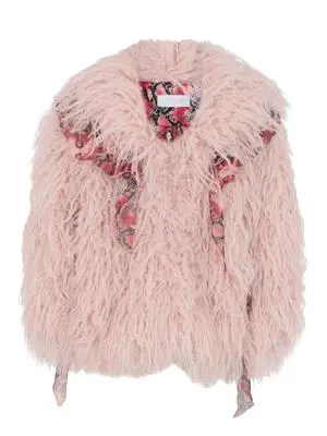 Roberto Cavalli Long-sleeved Faux Fur Jacket - Pink