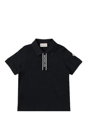 Moncler Logo-trimmed Cotton Piquet Polo Shirt - Black