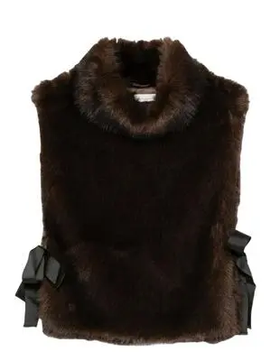 Liviana Conti Faux-fur Side-tie Vest - Ebany