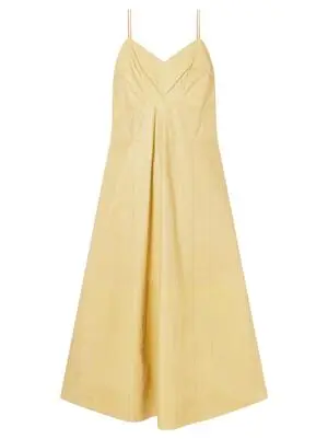Calvin Klein Pleated Leather Slip Midi Dress - No
