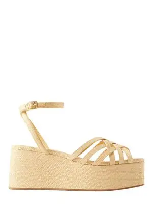 LOEFFLER RANDALL Raffia Wedge Sandals - No