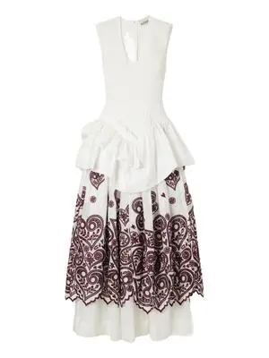 ALEMAIS Embroidered Accent Midi Skirt - No