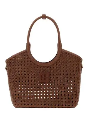 Miu Miu Woven Leather Tote Bag - Brown
