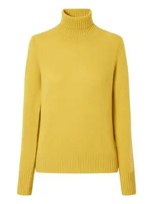 ALLUDE Cashmere Turtleneck Knit Sweater - Yellow