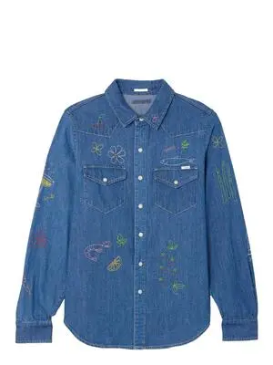 MOTHER MOTHER Embroidered Western Denim Shirt