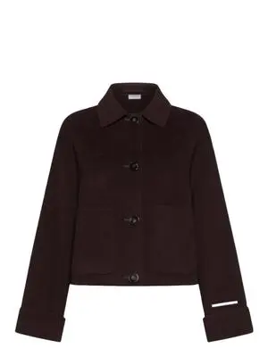 Marella Single-breasted Cropped Coat - Brown