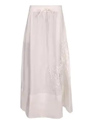 P.a.r.o.s.h Ninja Embroidery Drawstring Maxi Skirt - Ivory
