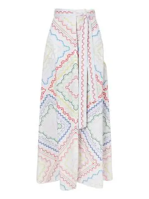 MARY KATRANTZOU MARY KATRANTZOU Geometric Pattern Tie Waist Midi Skirt