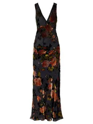 Anna Sui Velvet Devoré Maxi Dress - Black