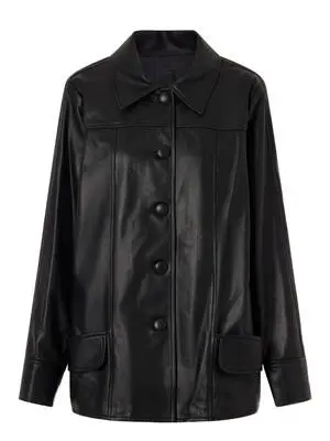 Anna Sui Paneled Leather Jacket - Black