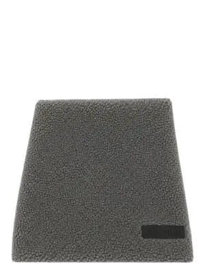 Miu Miu MIU MIU Teddy Texture Logo Patch Mini Skirt Grey