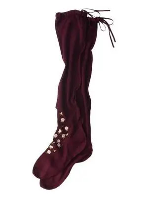 Prada Embroidered Over-the-knee Cotton Socks - Amaranth