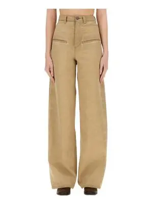 UMA WANG Wide-leg Belt-loop Denim Trousers - Nude