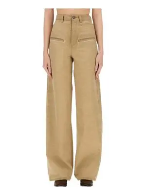 UMA WANG Wide-leg Belt-loop Denim Trousers - Nude