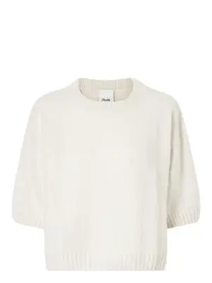 ALLUDE Ribbed-trim Cashmere And Silk-blend Sweater - White