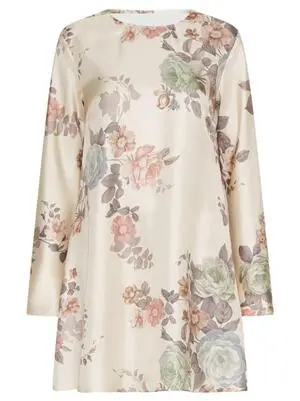 Marella Printed Long-sleeve Dress - Nude