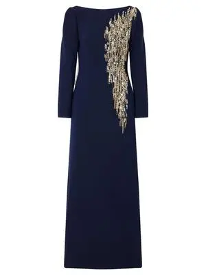 Jenny Packham Bead-embellished Crepe Gown - Black