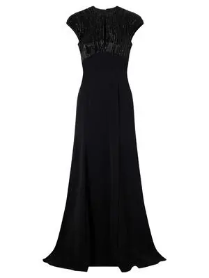 Jenny Packham Moonveil Embellished Georgette-crepe Gown - Black
