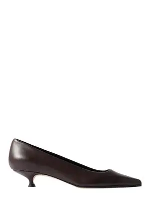AeydĒ Squaretoe Thinheel Leather Pumps Black
