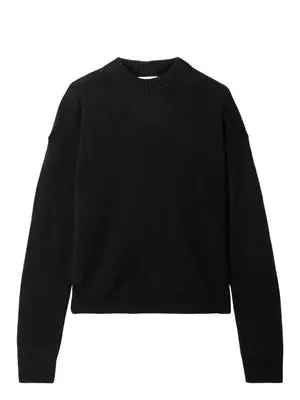 ALLUDE Cropped Knit Sweater - Black
