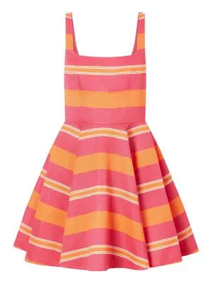 EMILIA WICKSTEAD Waist-cinched Flared-hem Dress - Pink