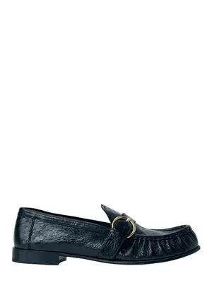 Miu Miu Leather Loafers With Buckle Detail - Black