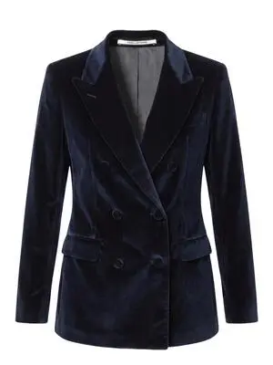 Tagliatore Paris Double-breasted Velvet Blazer - Blu