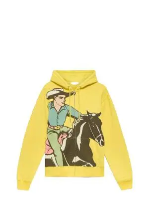 J.W.ANDERSON Cowboy-print Zip-up Hoodie - Lemon