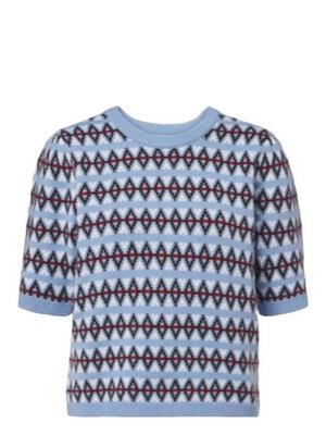 FRAME Frame Jacquard Wool-Cashmere Sweater Blue